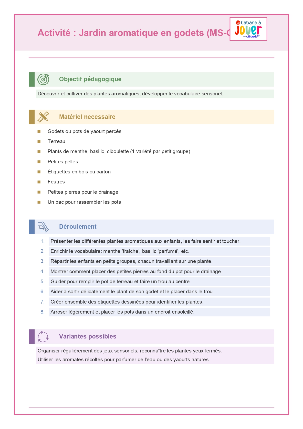 Activités jardinage maternelle : fiches prêtes à l’emploi (PS à GS)